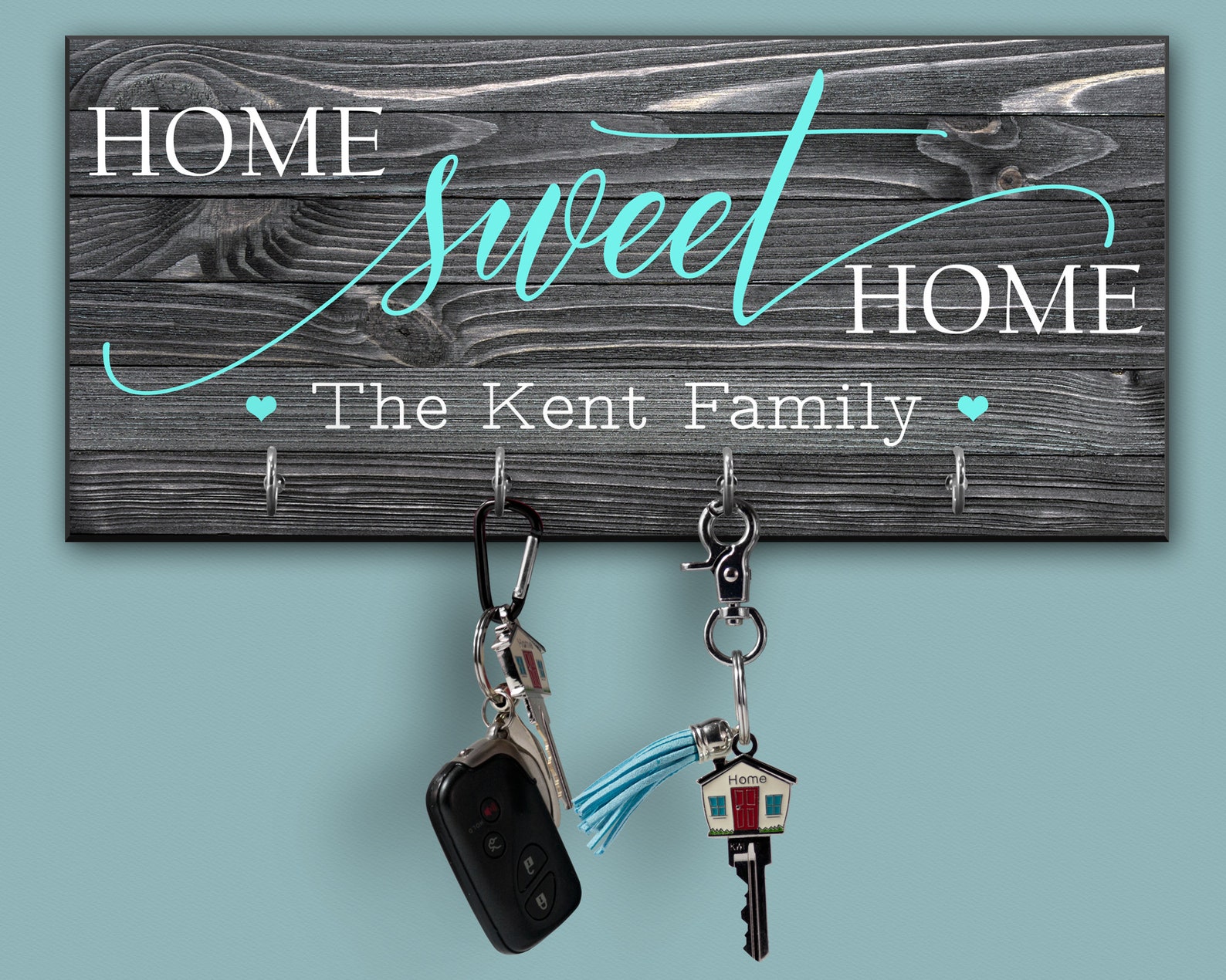 Home Sweet Home Personalized Key Ring Holder for Wall Key - Etsy