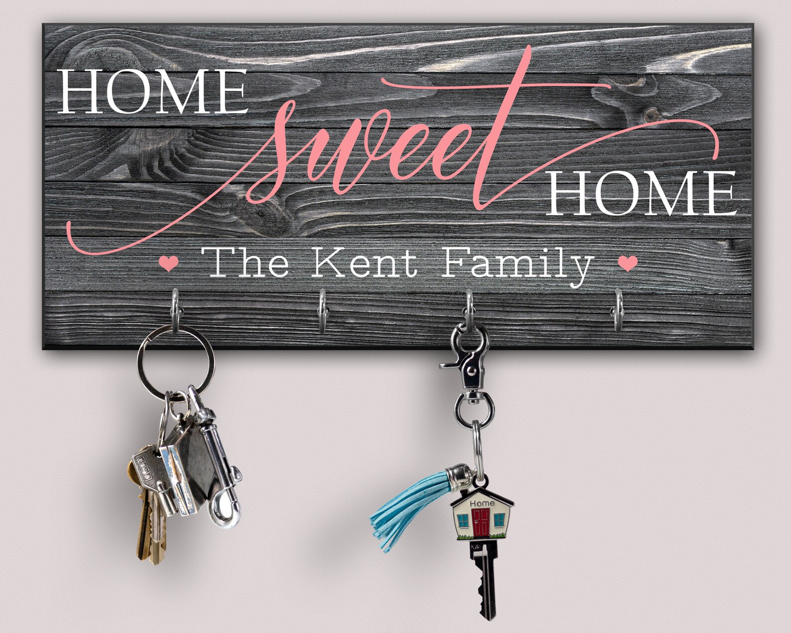 Home Sweet Home Personalized Key Ring Holder for Wall Key - Etsy