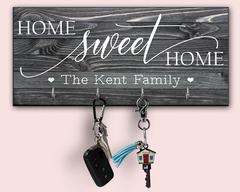 Home Sweet Home Personalized Key Ring Holder for Wall Key - Etsy