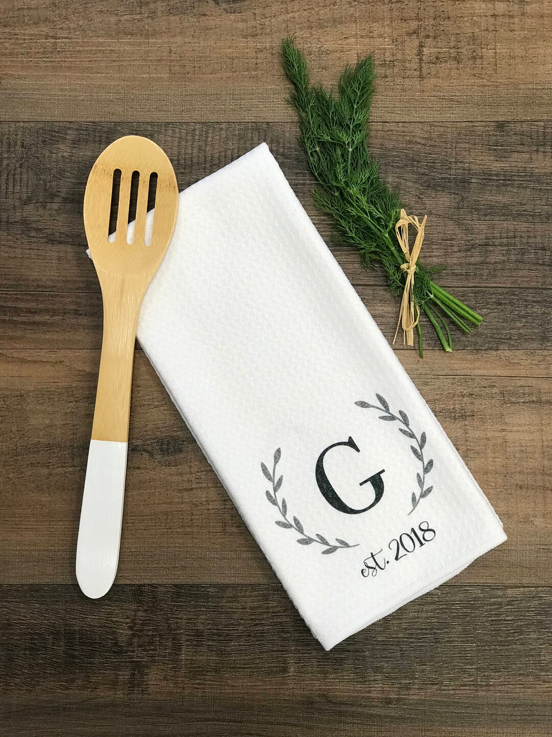 Monogram Kitchen Towel, Personalized Waffle Weave Tea Towel - Etsy