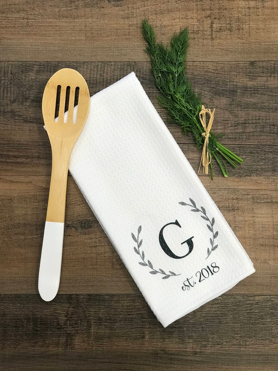 Monogram Kitchen Towel Personalized Kitchen Towels Tea | Etsy