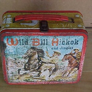 Vintage 1950's Aladdin Metal Lunch Box Cowboy Western Wild Bill Hickok ...