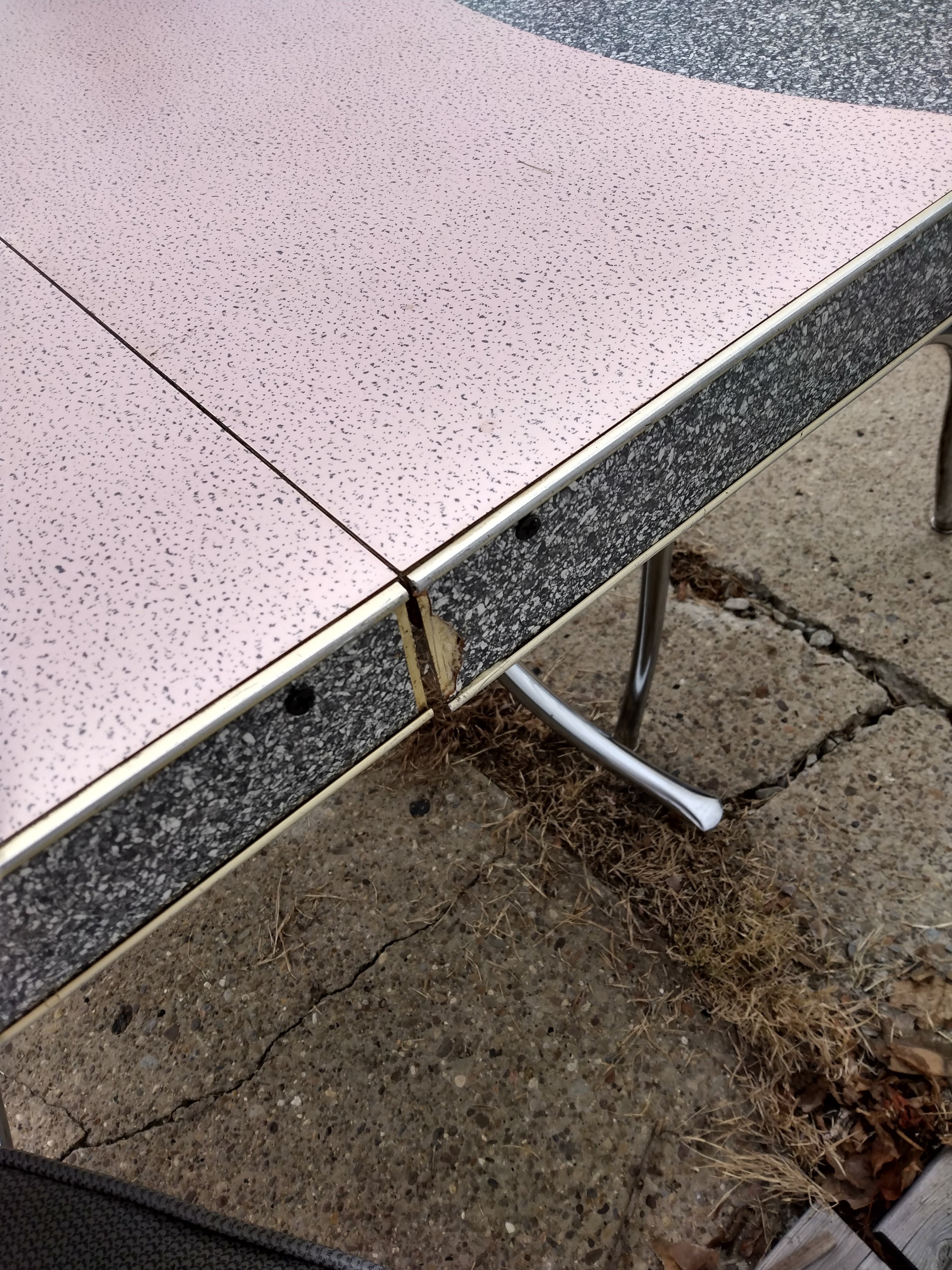 Vintage Mid Century Modern Formica Kitchen Table Pink and Gray With a ...