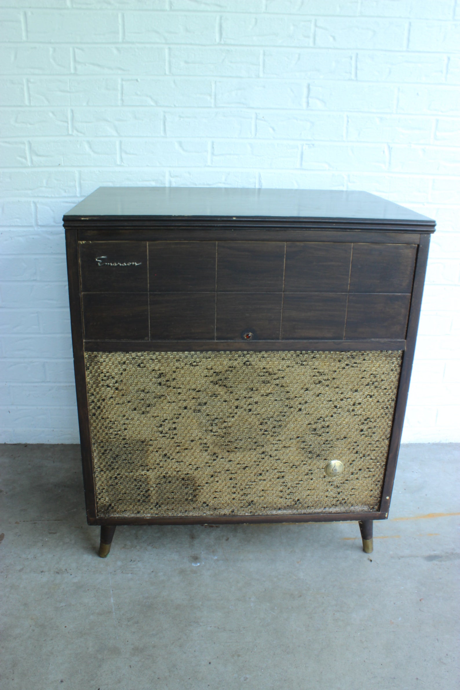 Emerson Vintage Record Player Console Cabinet With Am Radio 1950's ...