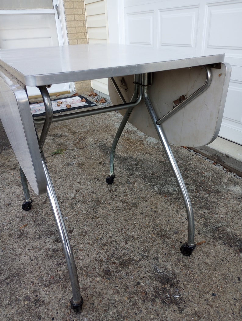 Vintage Formica Kitchen Table Diner Style With Fold Down Leaf's ...