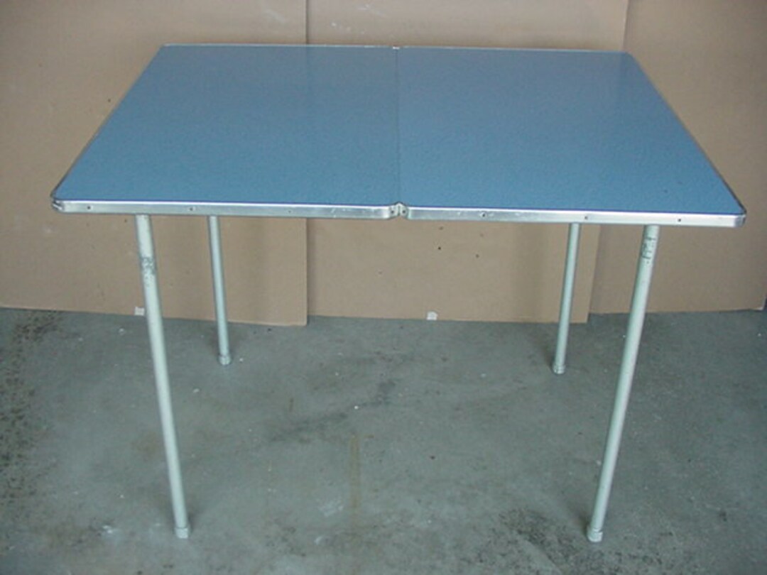 Vintage Formica Kitchen Table Blue Mid Century Modern Unusual Design ...