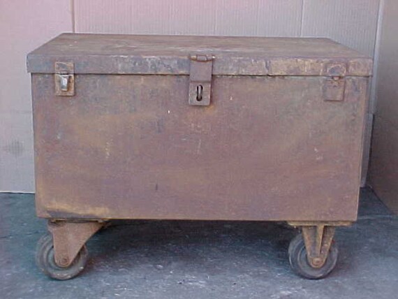 Antique Metal Chest Trunk Strong Box Steam Punk Industrial | Etsy