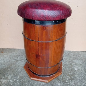 Vintage Original Wood Barrel Stool a Vintage Barrel Made in to Stool ...