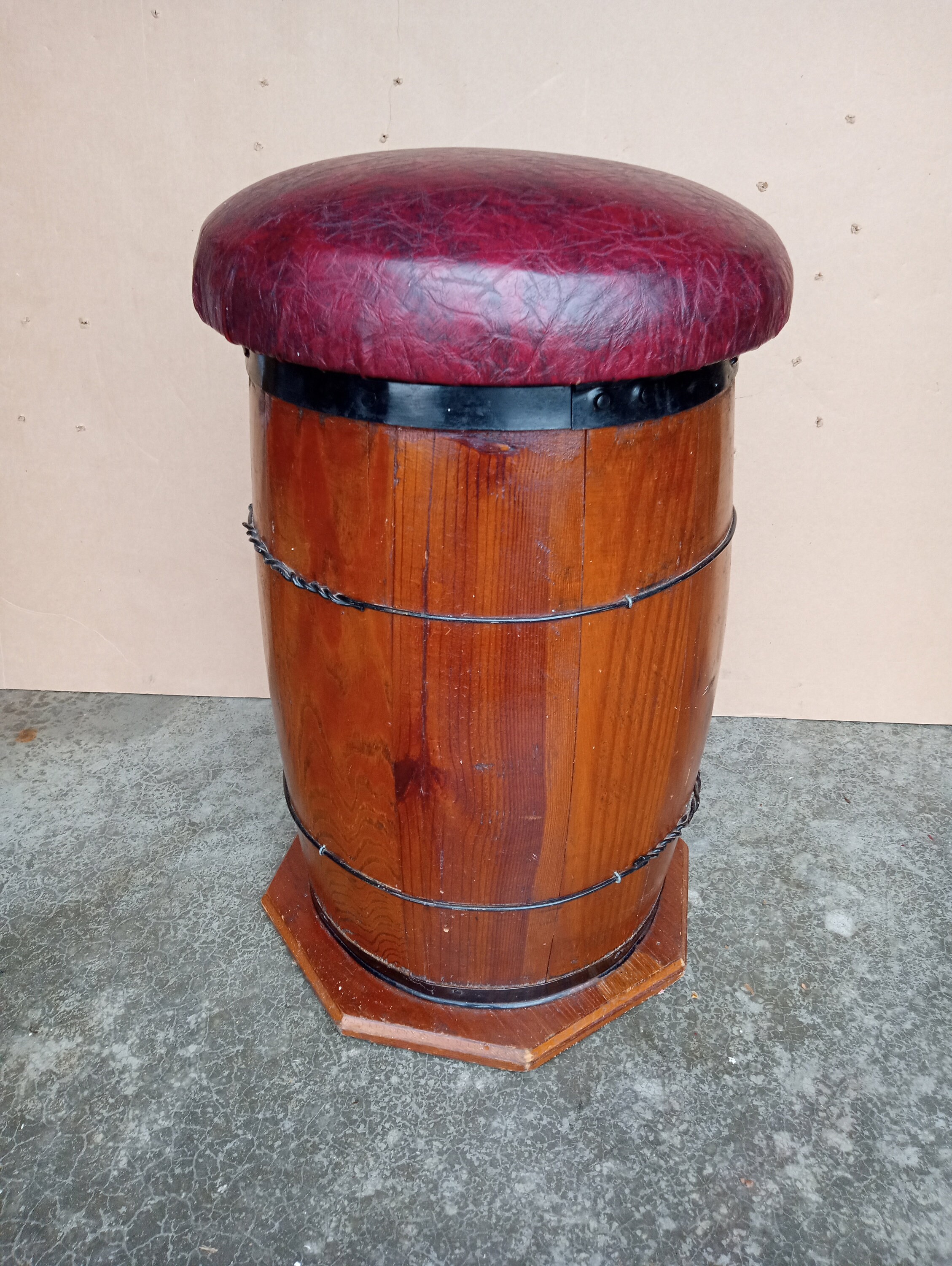 Vintage Original Wood Barrel Stool a Vintage Barrel Made in to Stool ...