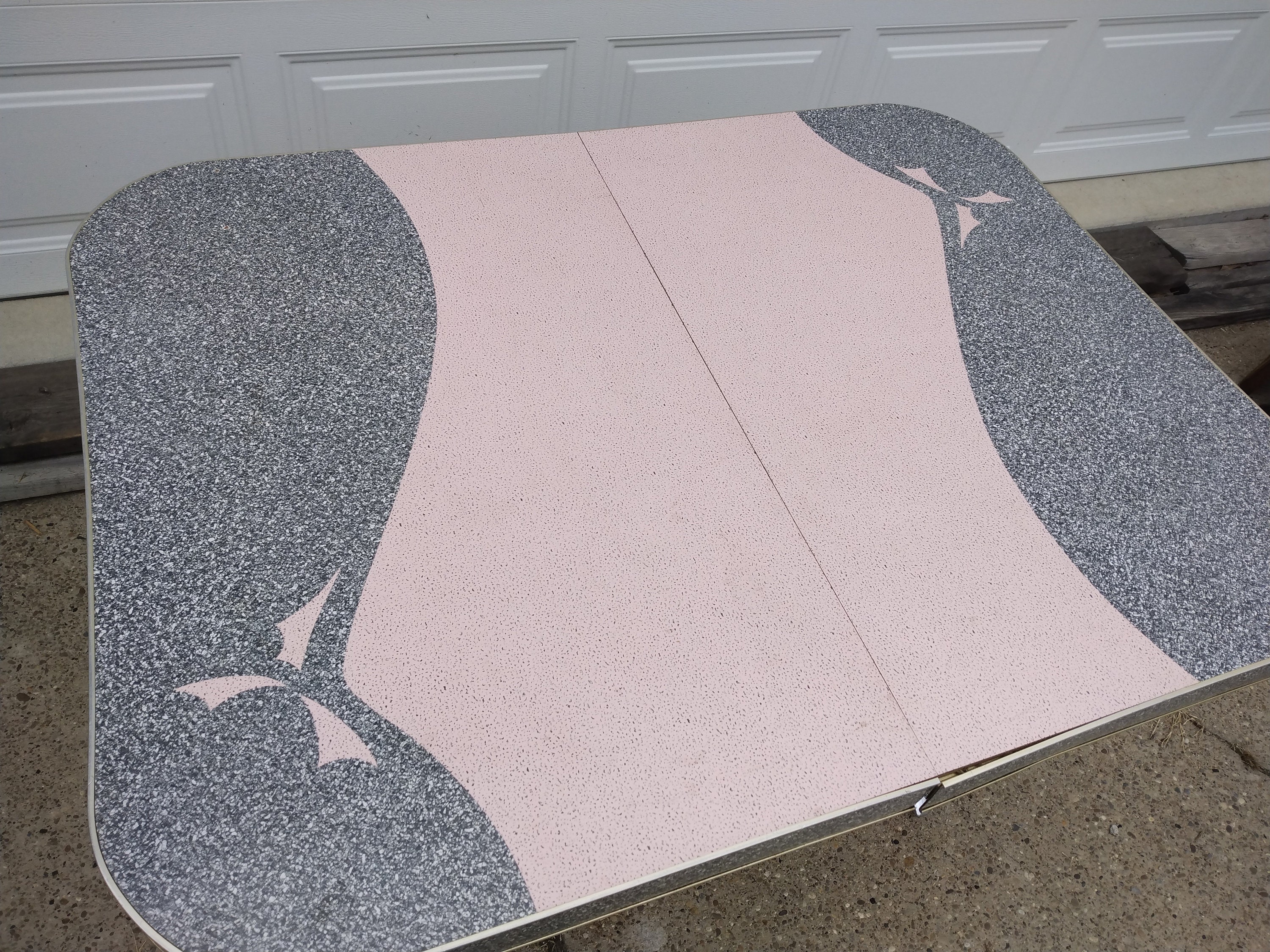 Vintage Mid Century Modern Formica Kitchen Table Pink and Gray With a ...