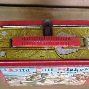 Vintage 1950's Aladdin Metal Lunch Box Cowboy Western Wild Bill Hickok ...