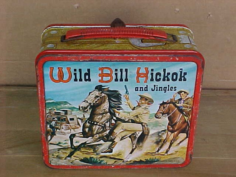 Vintage 1950's Aladdin Metal Lunch Box Cowboy Western Wild Bill Hickok ...