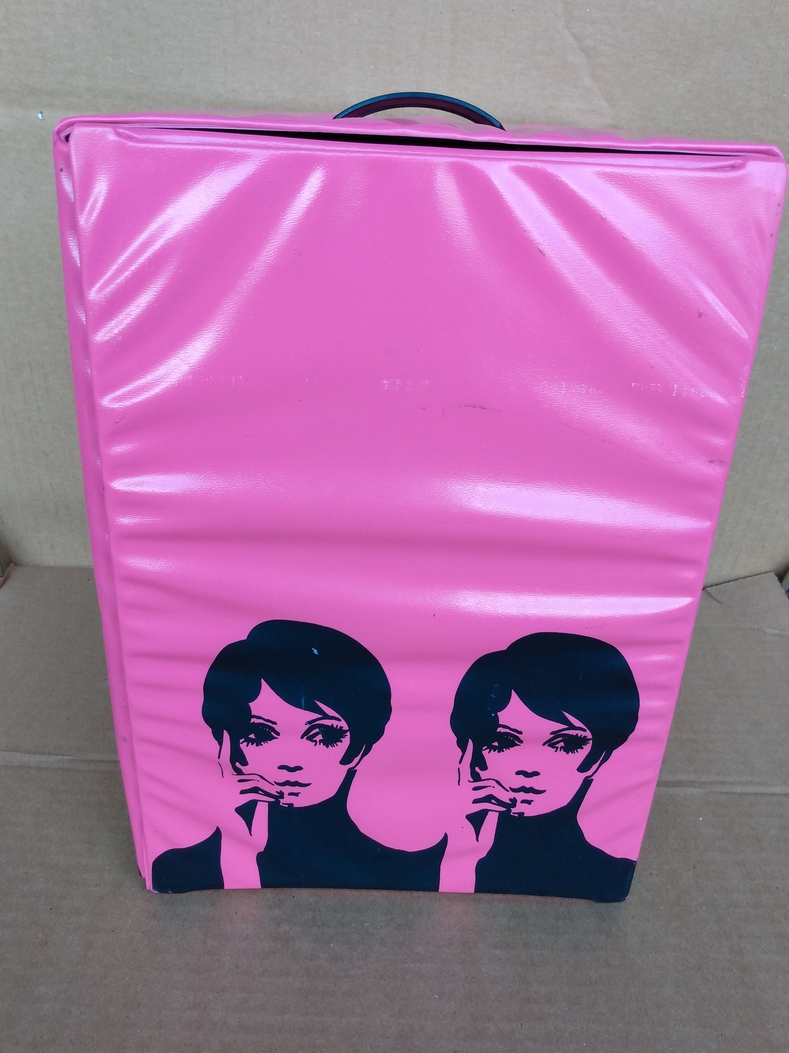 Vintage Mid Century Modern Pink Wig Box Carrying Case Carousel - Etsy