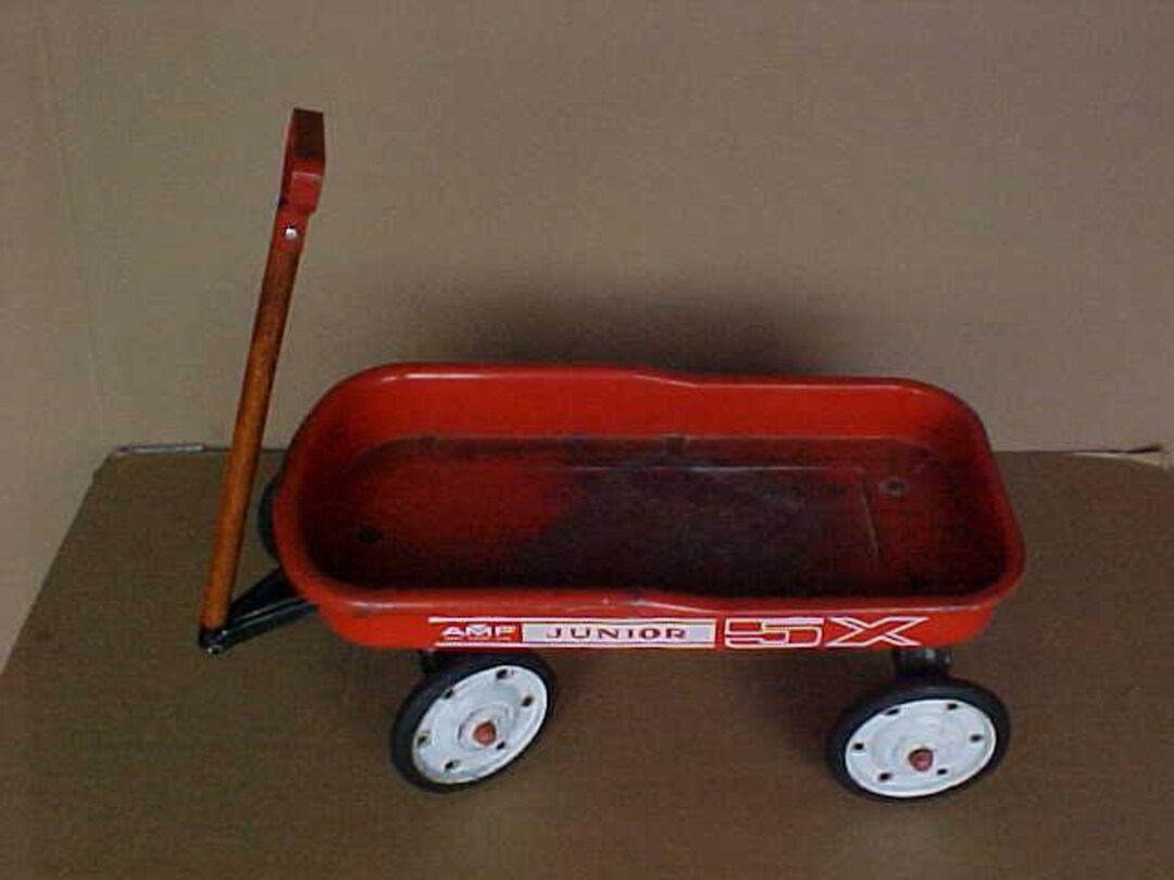 Vintage Amf Junior 5x Red Wagon Toy Wagon Made in the U.s.a. Olney ...