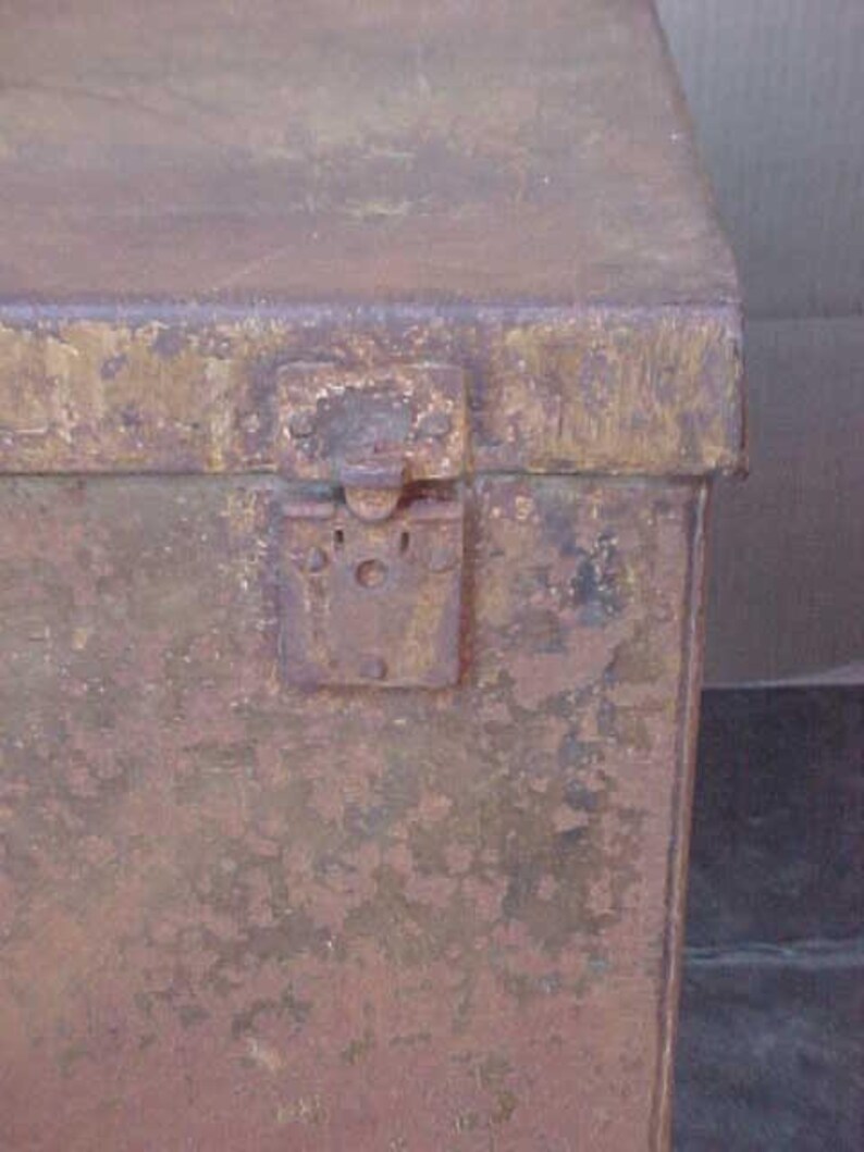 Antique Metal Chest Trunk Strong Box Steam Punk Industrial Trunk ...