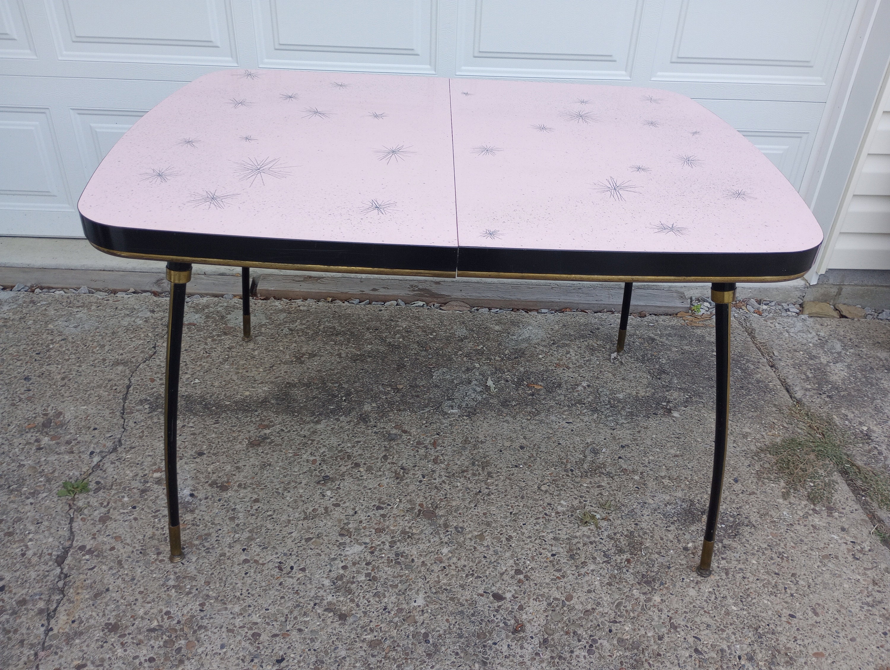 Vintage Mid Century Modern Formica Kitchen Table Pink and Gray ...