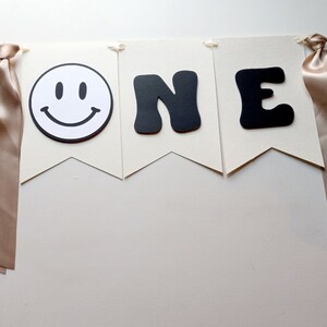 One Happy Dude Banner, Smiley Face Birthday Decor, Neutral One Happy ...
