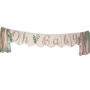Baby Girl Shower Banner, Green and Blush Baby Shower Garland, Pink and ...