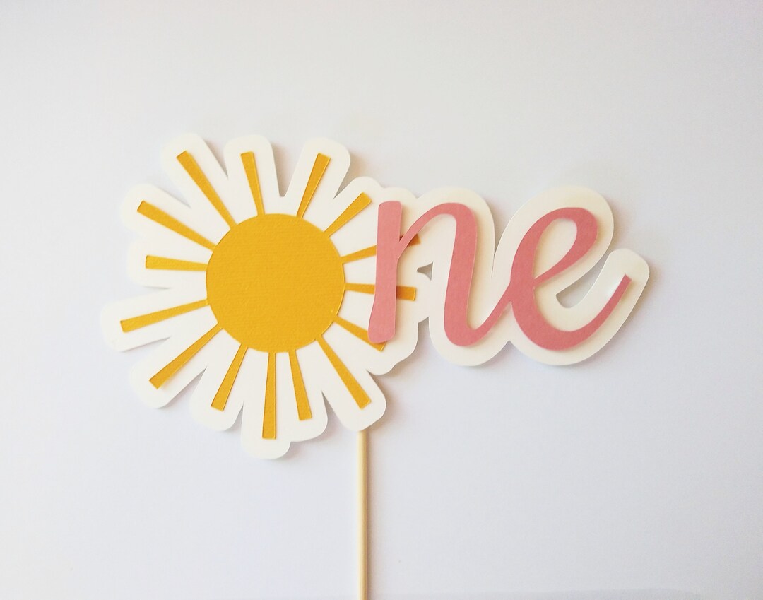 Boho Sunshine Cake Topper, One Cake Topper, Cursive One Topper, Sun ...