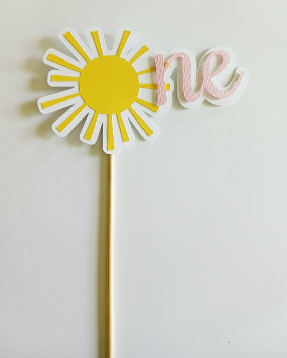 Yellow and Pink Sunshine Cake Topper One Sun Cake Topper One | Etsy