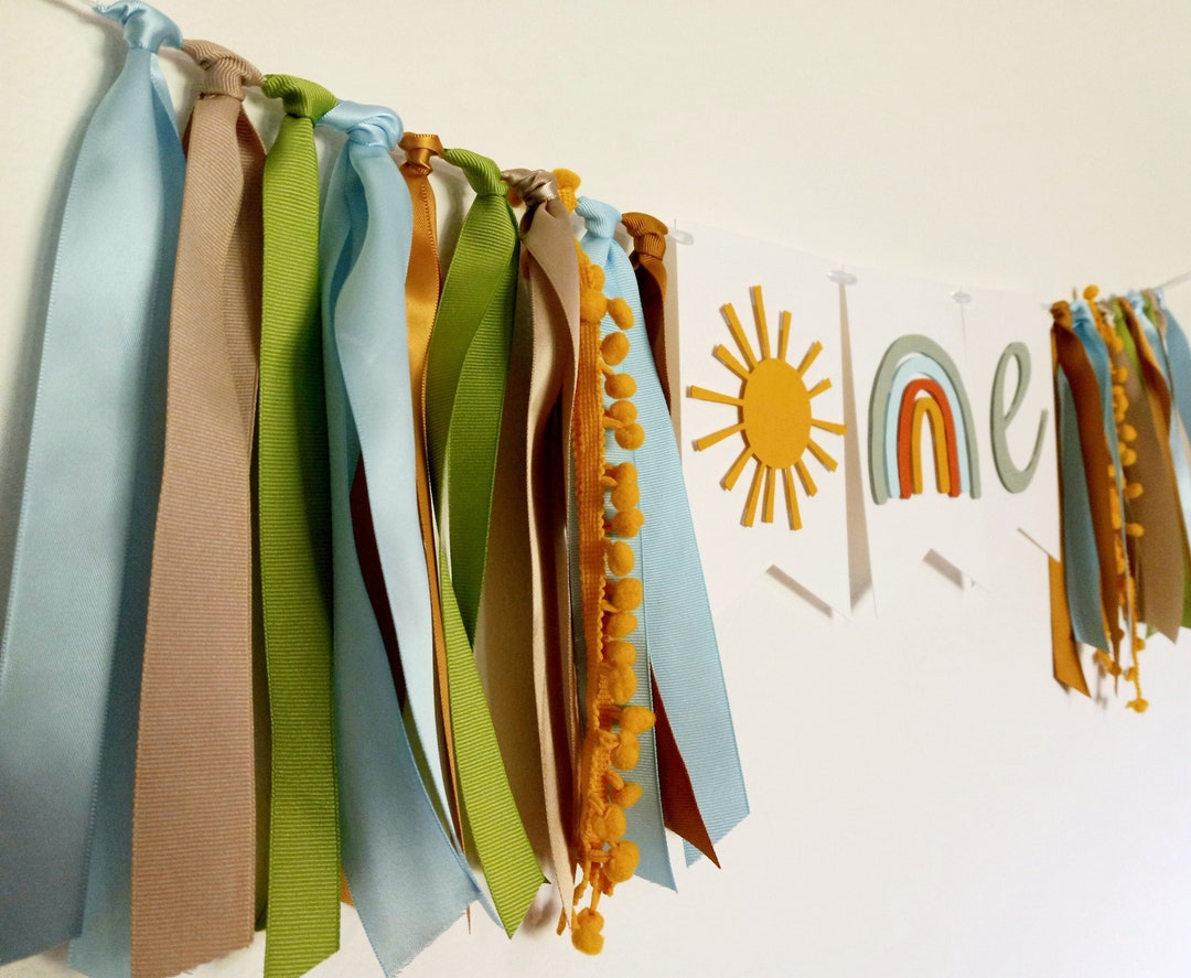 Rainbow Sun Banner, Rainbow Banner Boy, Baby Boy 1st Sign, One Sun ...