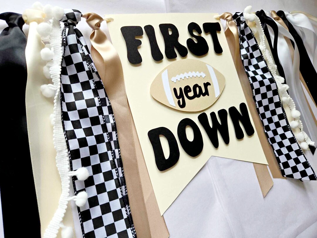 Retro Style First Year Down Banner, Neutral First Down High Chair ...