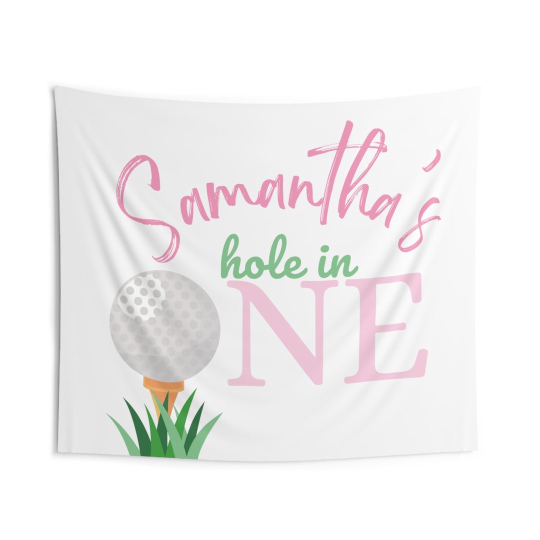 Girls Custom Name Hole in One Backdrop, Girls Golfing Sign With Name ...