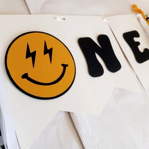 Lightening Bolt Smiley Face Banner, One Happy Dude Decor, One Cool Dude ...