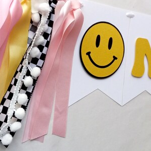 Pink and Yellow Smiley Face Banner, One Happy Babe Garland, One Cool ...