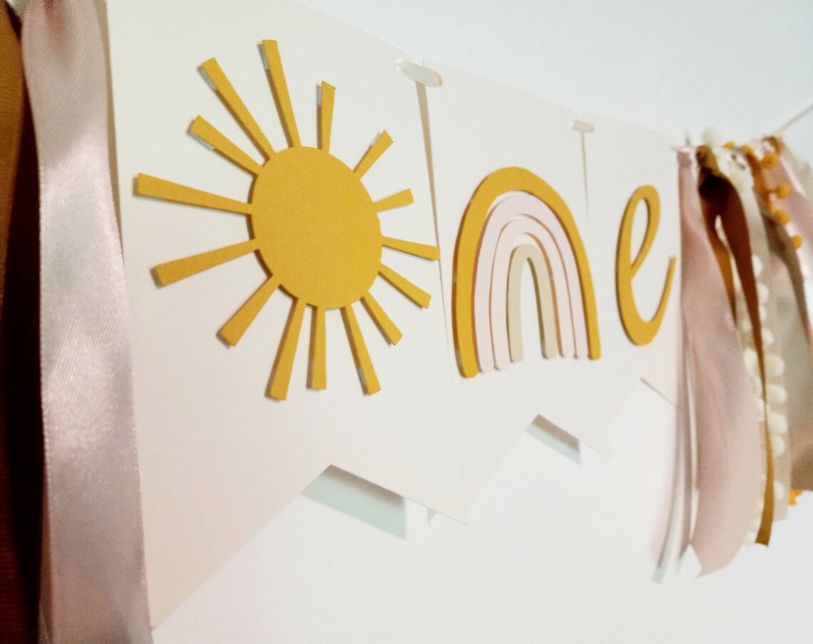 Neutral Sun Rainbow Banner Natural Cake Smash Banner One Sun - Etsy