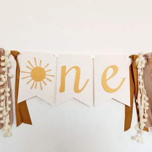 Neutral One Sun High Chair Banner, Muted Earth Tone First Birthday ...