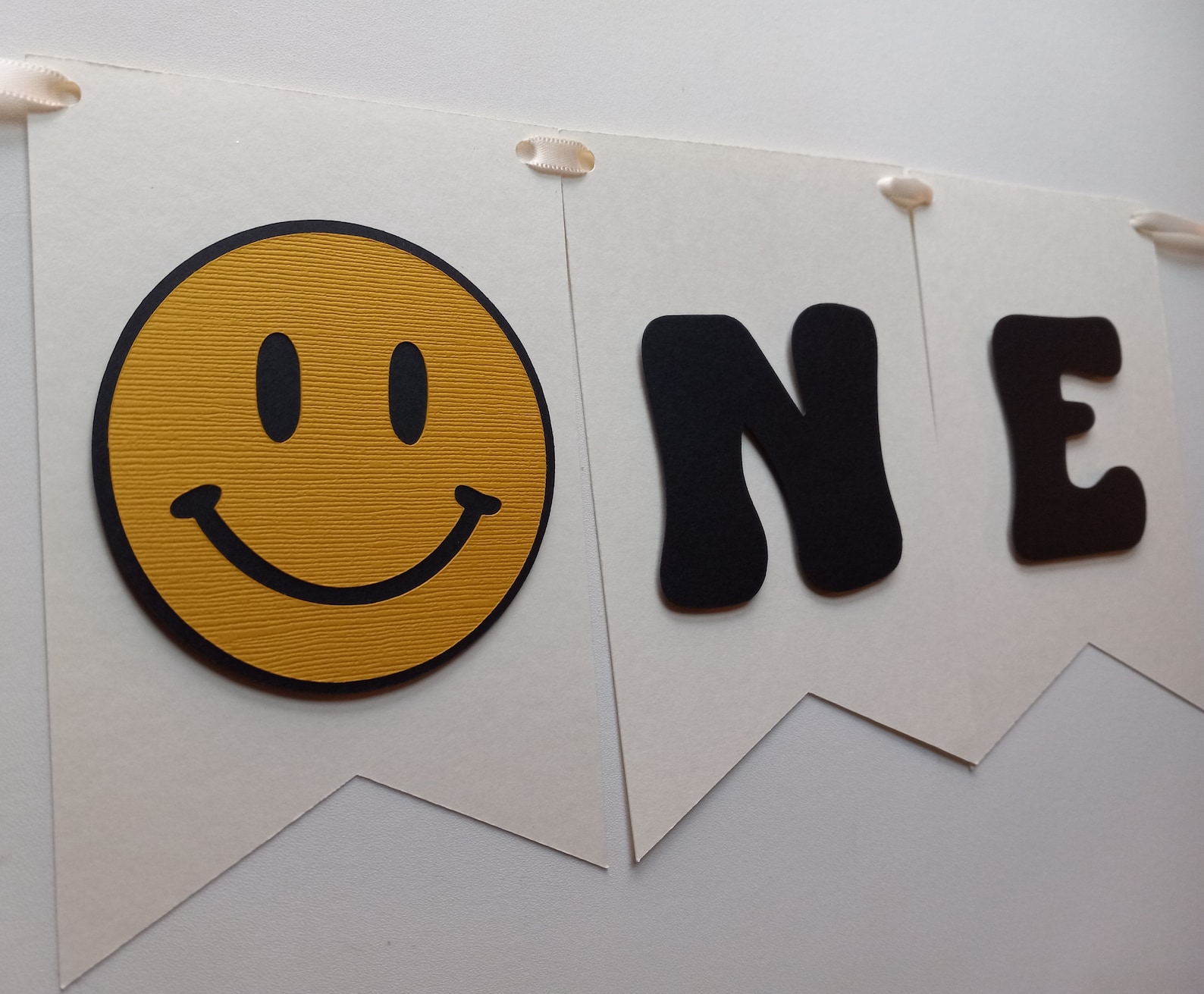 Yellow One Smiley Face Banner, One Happy Dude, First Birthday Boy Decor ...