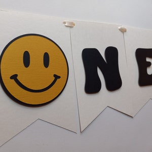 Yellow One Smiley Face Banner, One Happy Dude, First Birthday Boy Decor ...