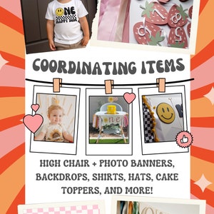 Checkered Retro Happy Birthday Banner, Checkered Backdrop, Smiley Face ...