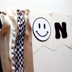 One Happy Dude Banner, Smiley Face Birthday Decor, Neutral One Happy ...