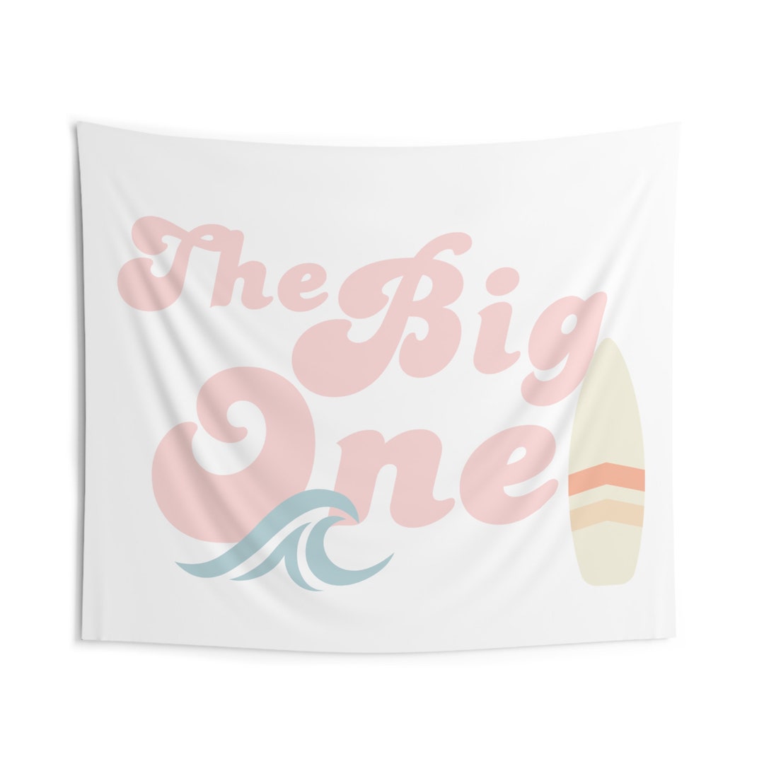 The Big One Girl Birthday Backdrop, First Wave Decor, Big One Sign Pink ...