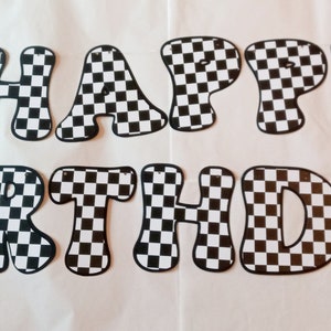 Checkered Retro Happy Birthday Banner, Checkered Backdrop, Smiley Face ...