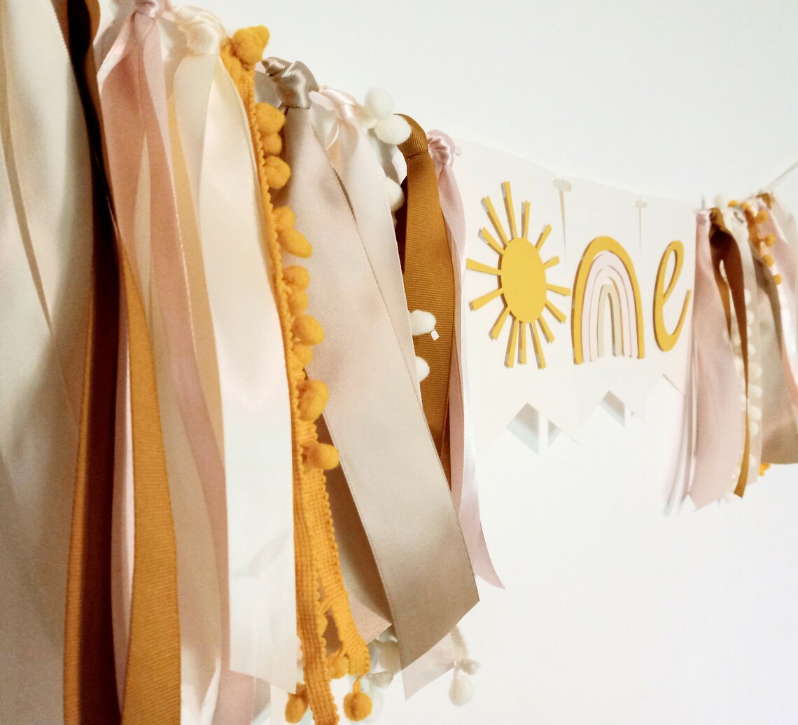 Neutral Sun Rainbow Banner Natural Cake Smash Banner One Sun - Etsy