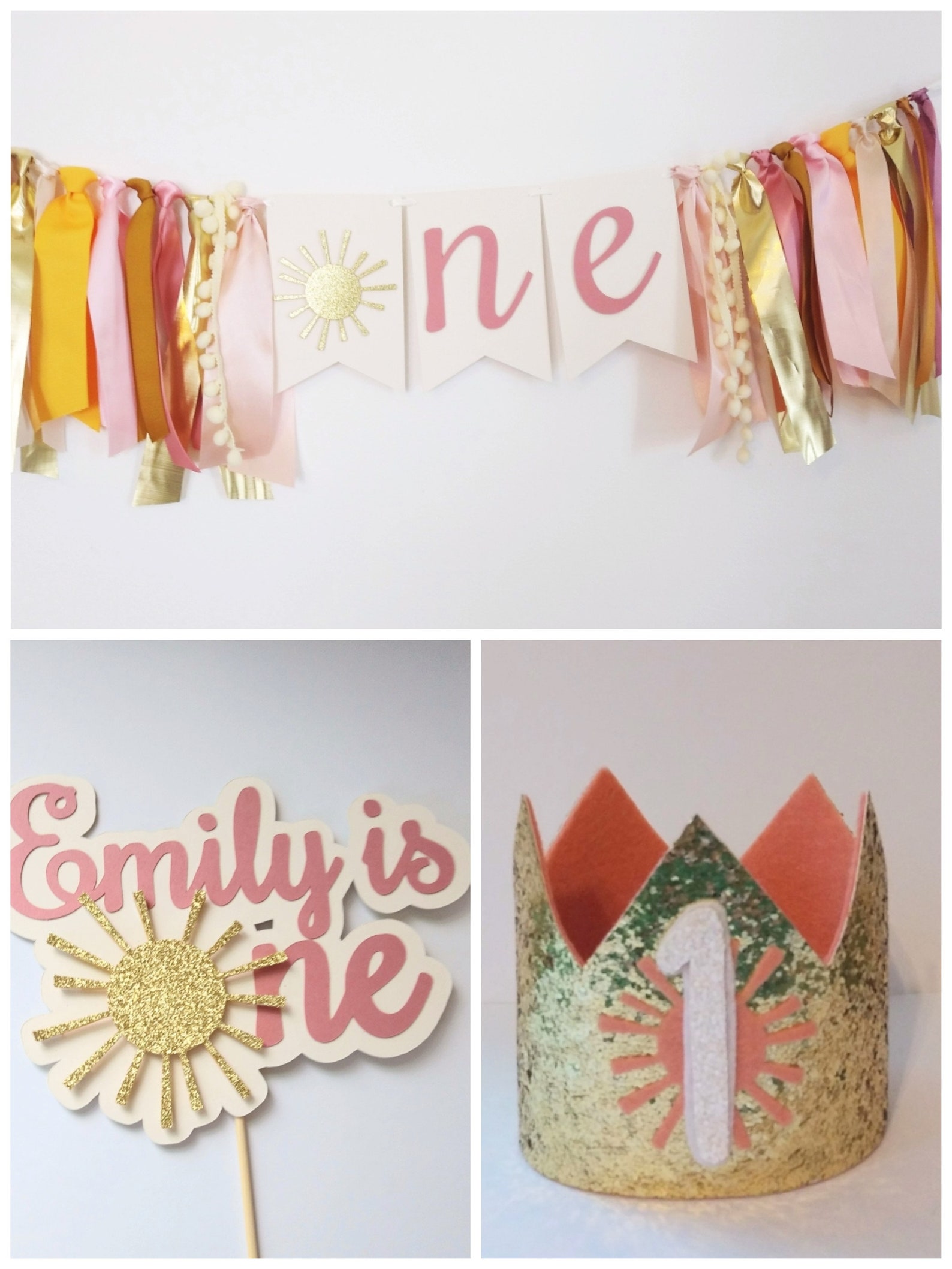 Gold Glitter Sun Crown Sun Theme Crown First Birthday Crown | Etsy