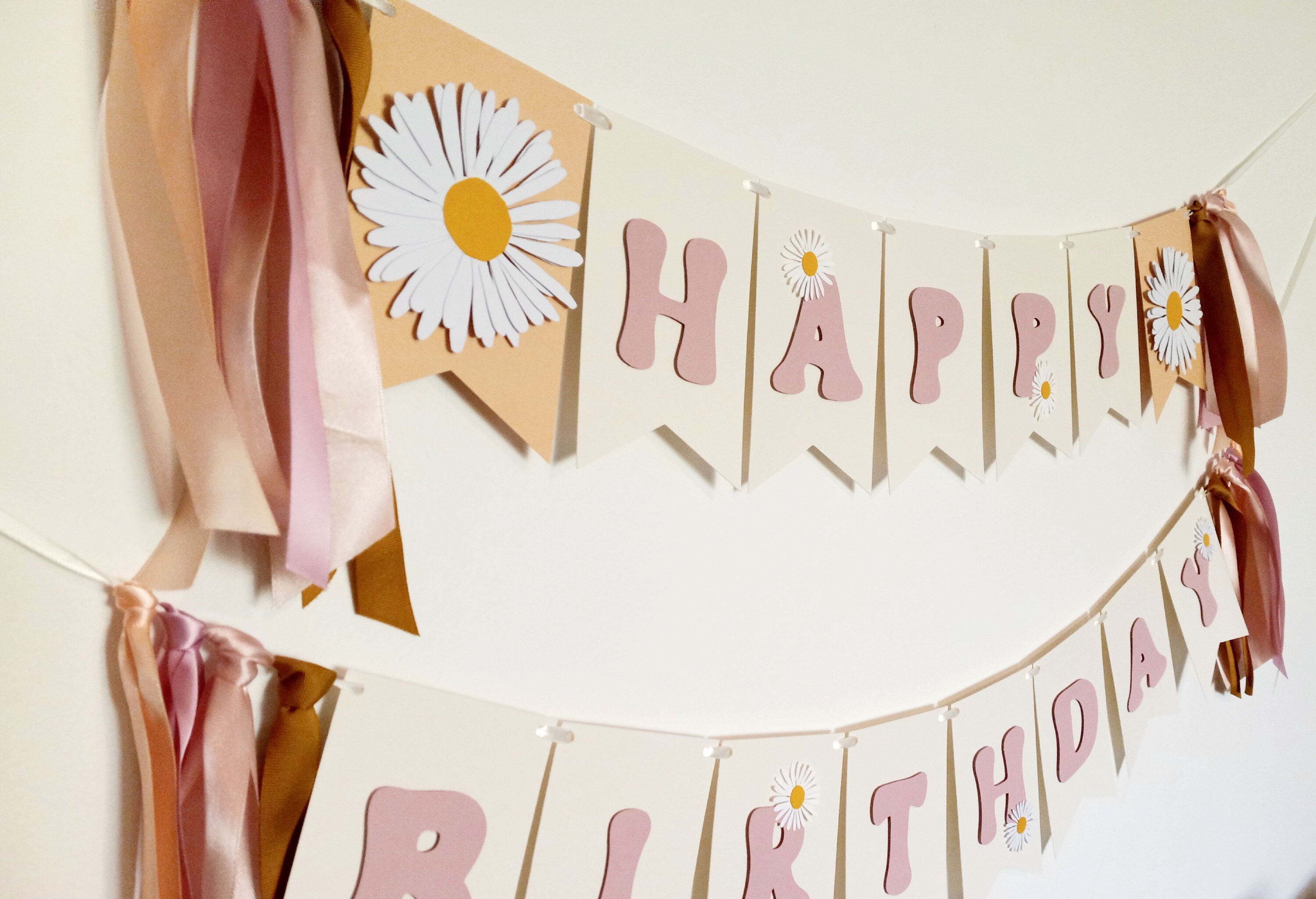 Daisy Banner Daisy Happy Birthday Garland Flower First - Etsy