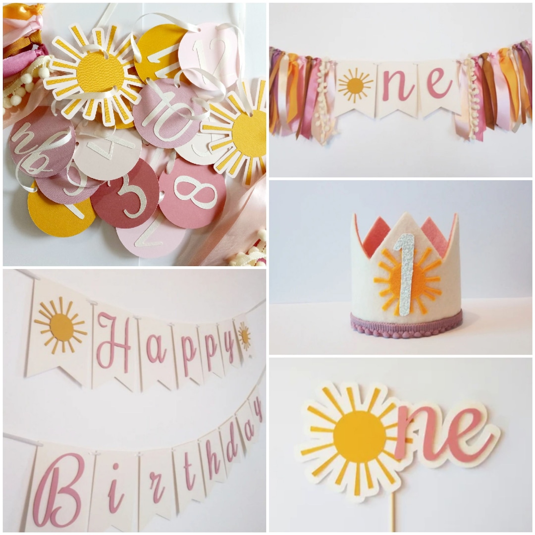 Boho Sun Party Package, Sunshine 1st Birthday Decorations, Muted ...