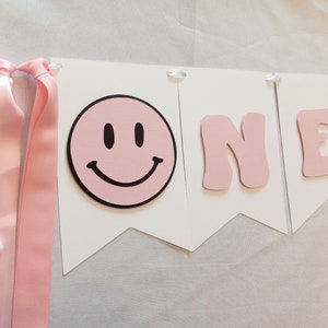 Pink One Smiley Face Banner, One Happy Babe Banner, One Cool Girl Sign ...