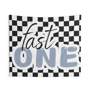 Fast One Backdrop Sign, Fast One First Birthday Decorations, First Lap ...