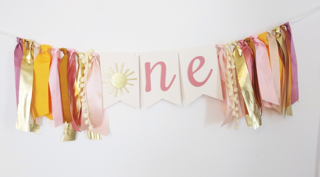 Gold Glitter Sun Banner, Sunshine High Chair Banner, Sun Theme 1st ...