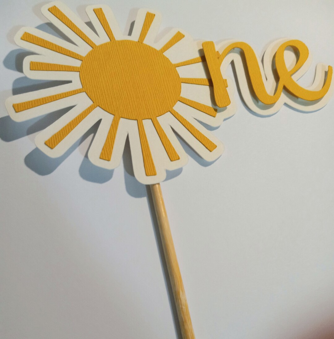 Mustard Sunshine Cake Topper, One Sun Cake Topper, Cursive One Topper ...