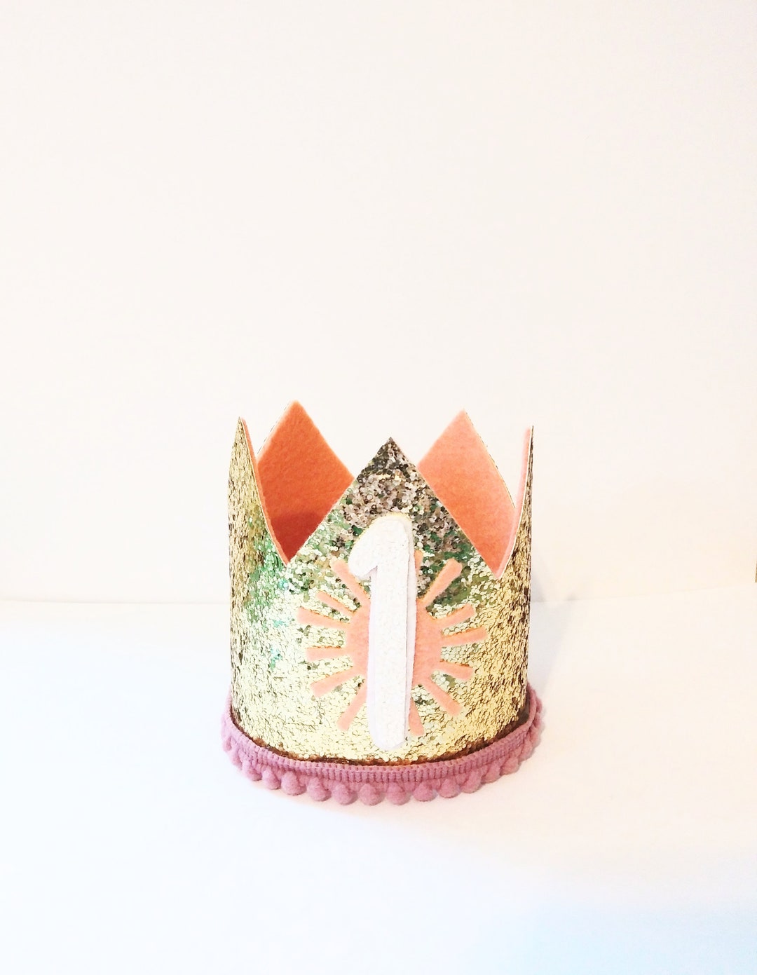 Gold Glitter Sun Crown, Sun Theme Crown, First Birthday Crown, Sunshine ...