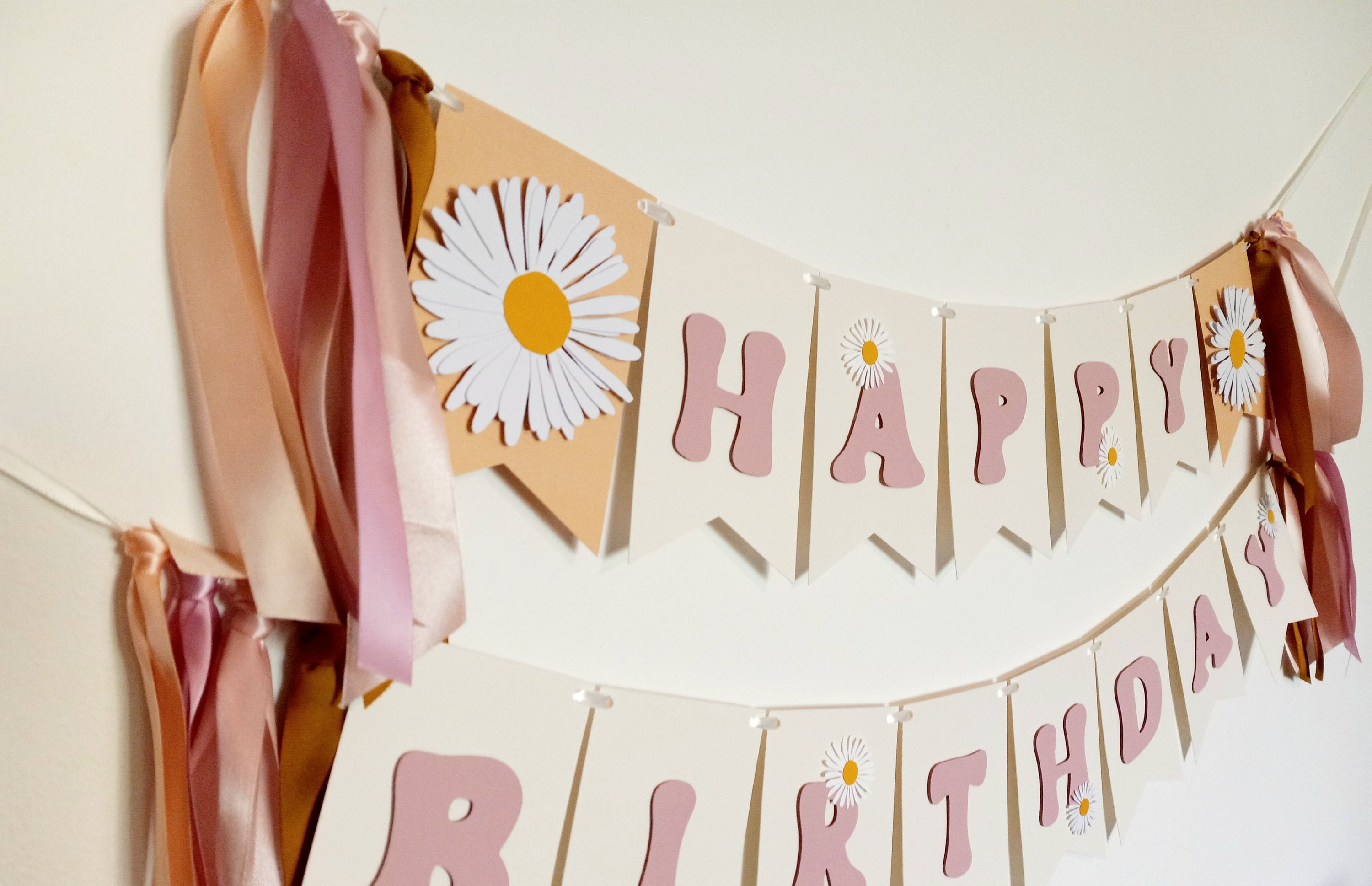Daisy Banner Daisy Happy Birthday Garland Flower First - Etsy