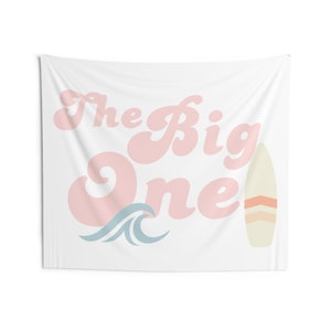 The Big One Girl Birthday Backdrop, First Wave Decor, Big One Sign Pink ...
