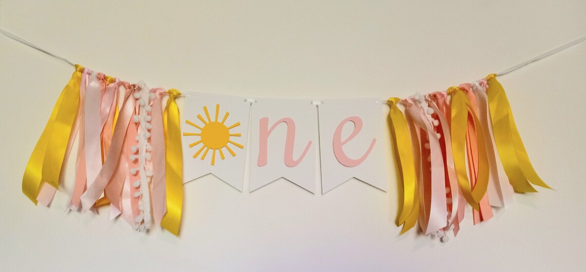 Pink and Yellow Sun Banner, You Are My Sunshine, High Chair Banner Girl ...