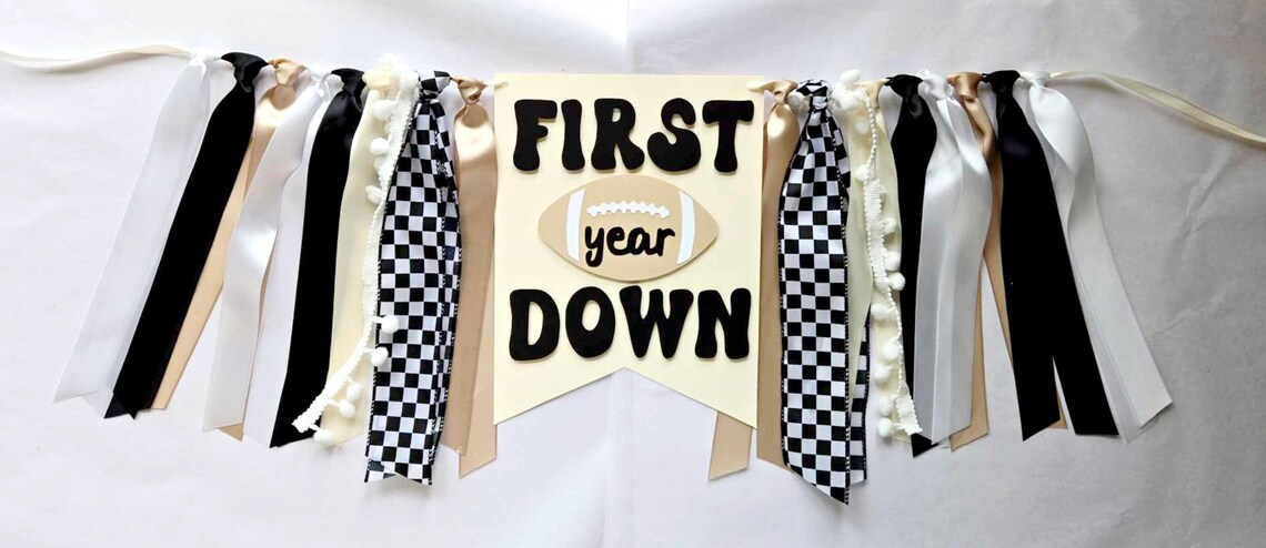 Retro Style First Year Down Banner, Neutral First Down High Chair ...